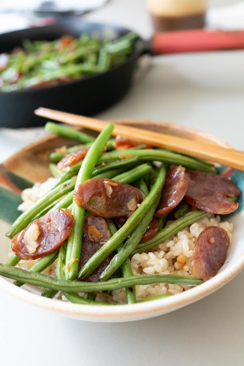 Chinese Sausage (Lap Cheong) and Green Beans - Onolicious Hawaiʻi