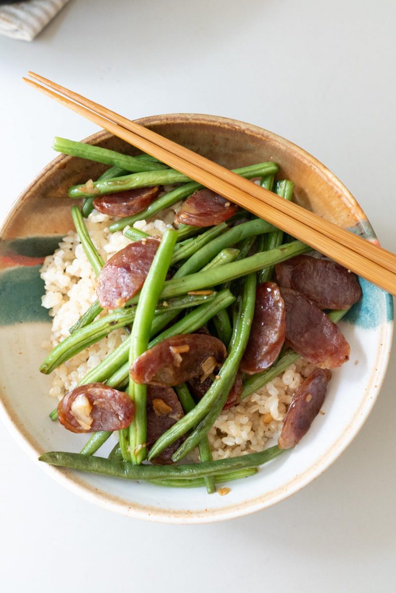 Chinese Sausage (Lap Cheong) and Green Beans - Onolicious Hawaiʻi