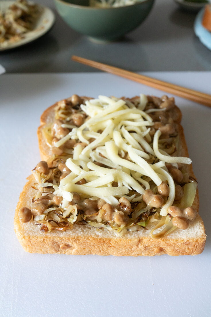 Natto Toast with Cheese and Cabbage - Onolicious Hawaiʻi