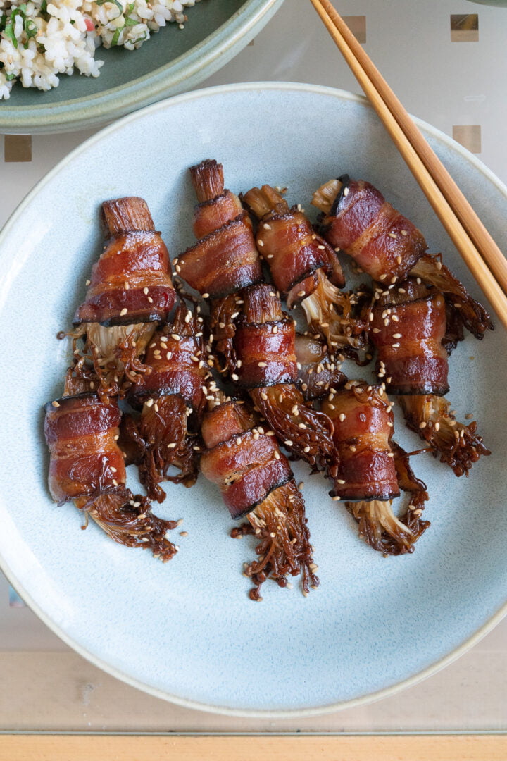 Bacon Wrapped Enoki Mushrooms - Onolicious Hawaiʻi