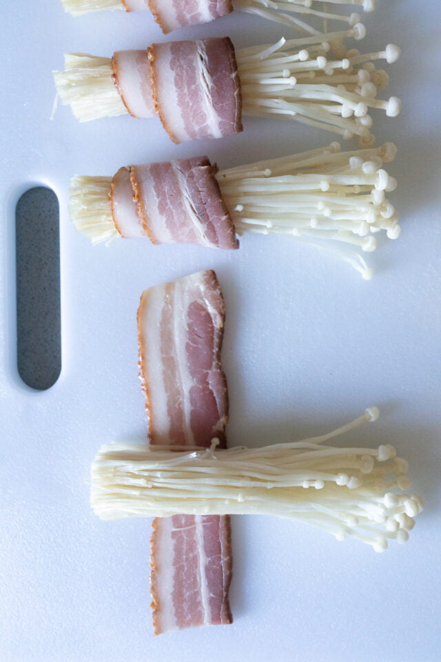 Bacon Wrapped Enoki Mushrooms - Onolicious Hawaiʻi
