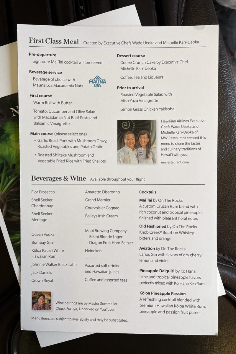 Hawaiian Airlines First Class - Onolicious Hawaiʻi