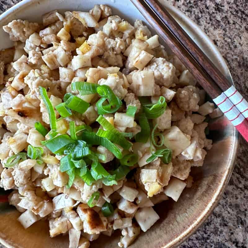 Taro and Ground Pork Stir Fry - Onolicious Hawaiʻi