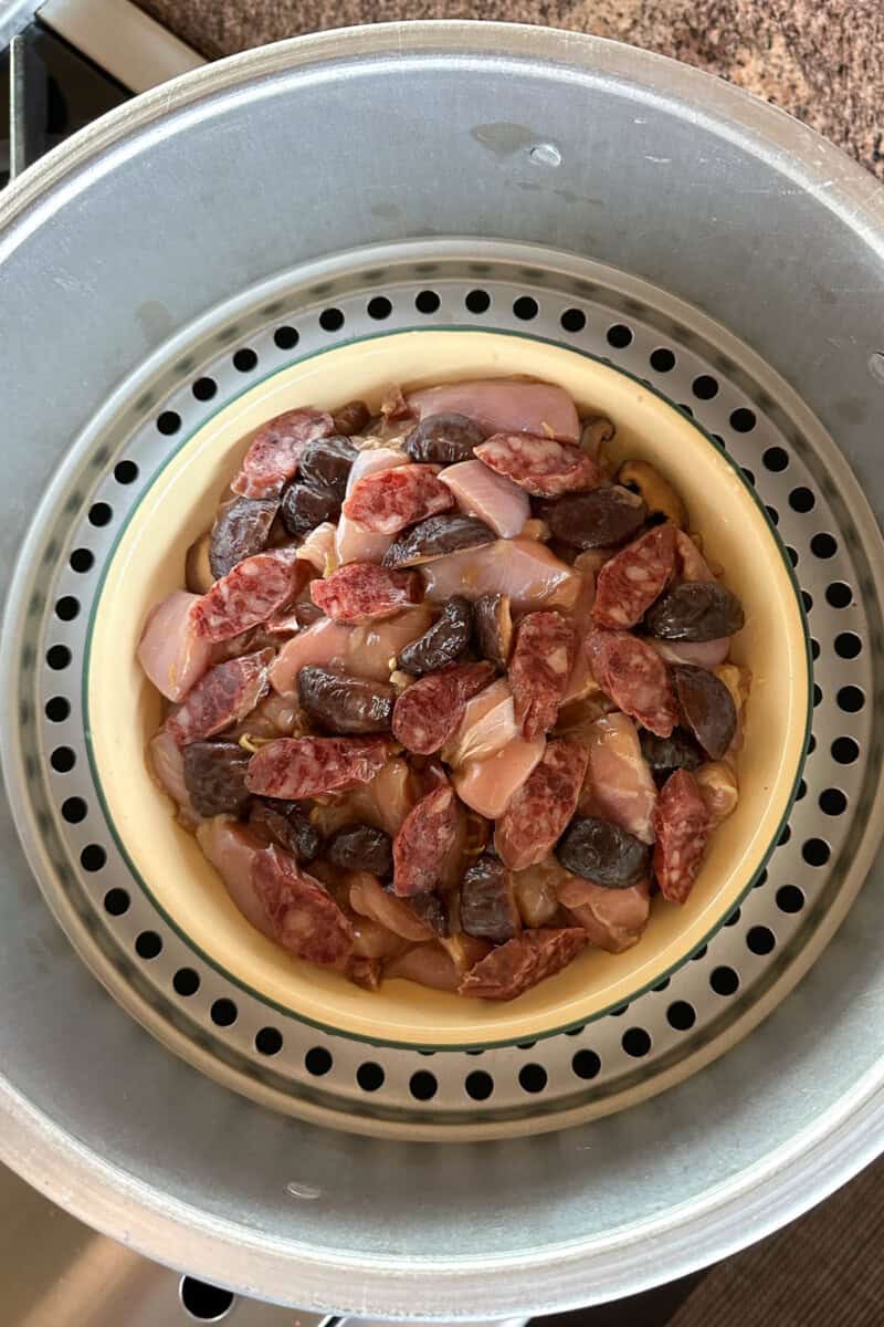 Steamed Chicken with Chinese Sausage (Lap Cheong) - Onolicious Hawaiʻi